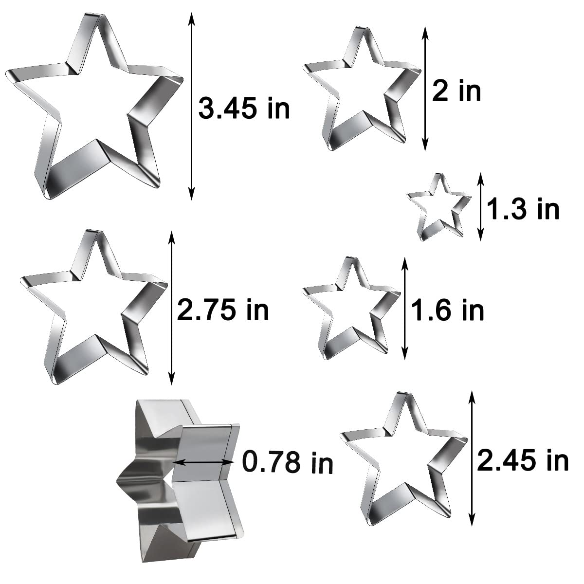 6 Pieces Star Cookie Cutters Set Stainless Steel Five-Pointed Star Cutter Star Shaped Cookie Cutter Biscuit Molds Fondant Cake Cheese Cutter Pastry Mold Bakeware Tools Christmas Gifts (Assorted Sizes)