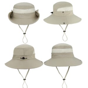 Outdoor Sun Hat Bucket Hats for Women Sun Protection Mesh Quick-Dry Cap UPF 50+ (Adjustable Size) Beige