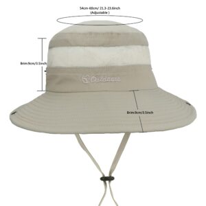 Outdoor Sun Hat Bucket Hats for Women Sun Protection Mesh Quick-Dry Cap UPF 50+ (Adjustable Size) Beige