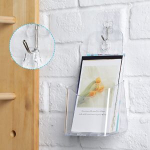 10 Pcs Clear Acrylic Brochure Holder Booklet Display Stand Holder 10 Pcs Plastic Business Card Holder Desktop Business Card Stand 12 Pcs Adhesive Hooks for Wall Office Tabletop Desk Magazine Document