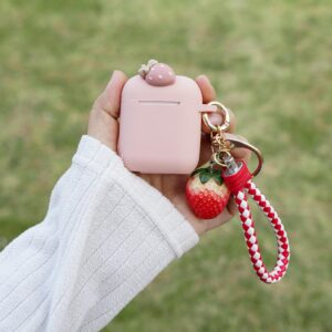 Wonhibo for Airpod Case, Cute Kawaii Cover for Airpods 1 and 2 Generation with Keychain (Strawberry)