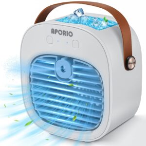 portable air conditioner-5200mah rechargeable personal air cooler with 3 speeds duration 5-10 hrs, quiet mini air conditioner fan, desk cooling fan for home, bedroom, travel, and office