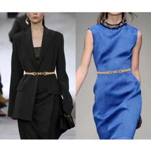 BAOKELAN Skinny Leather Belts for Women Slim Waist Belt Patent Leather with Gold Buckle for Dress Apricot 100CM