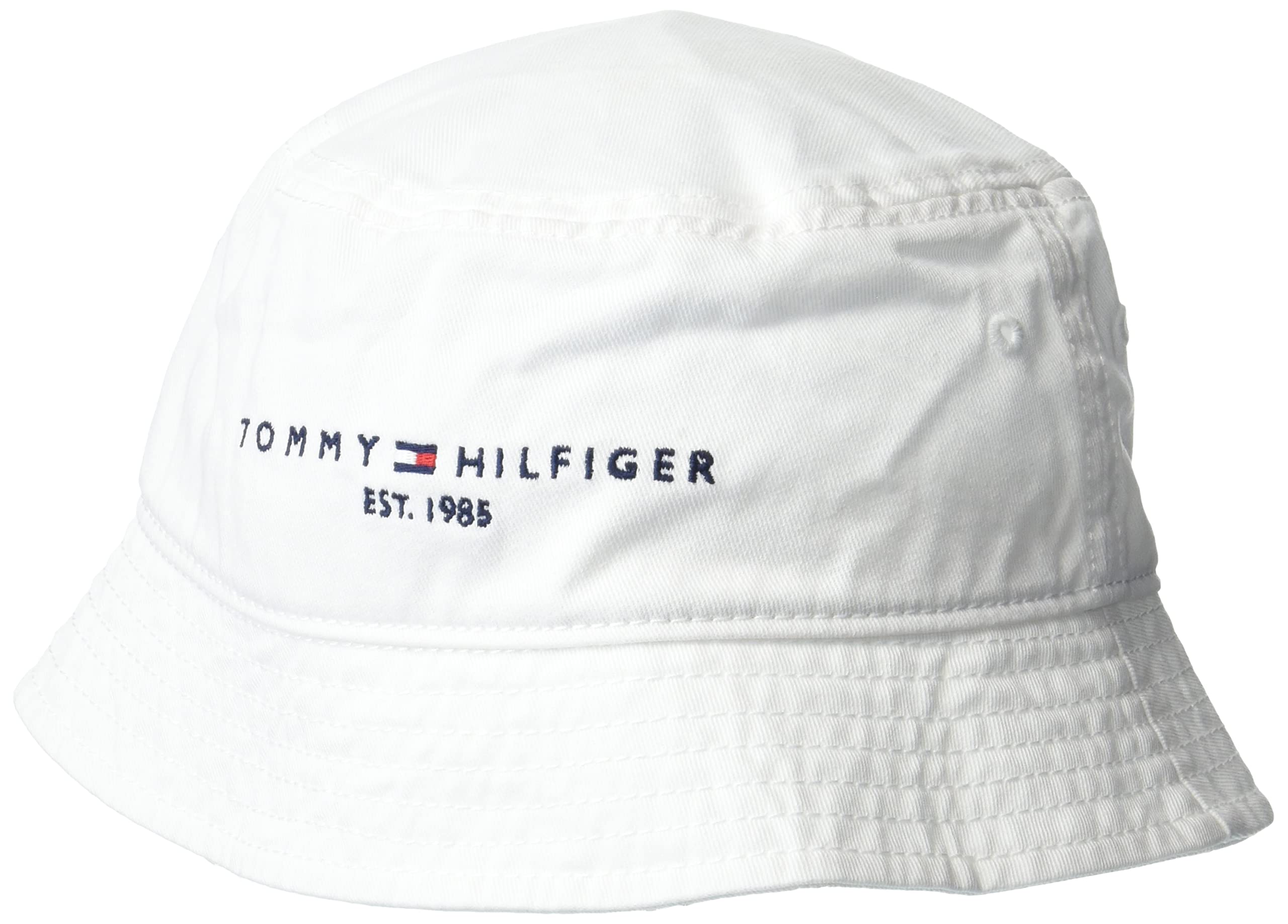 Tommy Hilfiger Mens Established Bucket Hat, Classic White, Small US