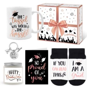 graduation gift set for her congratulations present box for girl women girlfriend sister coffee mugs socks key chain candle card rose gold