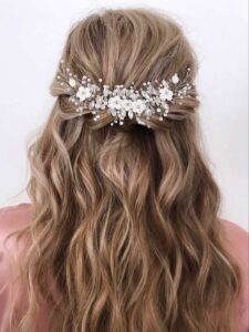 gorais flower bride wedding hair vine silver rhinestone bridal headpiece pearl hair piece crystal hair accessories for women and girls