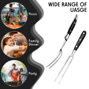 Carving Fork Meat Fork 2 Pieces Christmas Stainless Steel Serving Fork Cooking Fork with Wood Handle Classic Grill Fork with ABS Handle Xmas Black Kitchen Forks Barbecue BBQ Fork Carving Set, 12 Inch