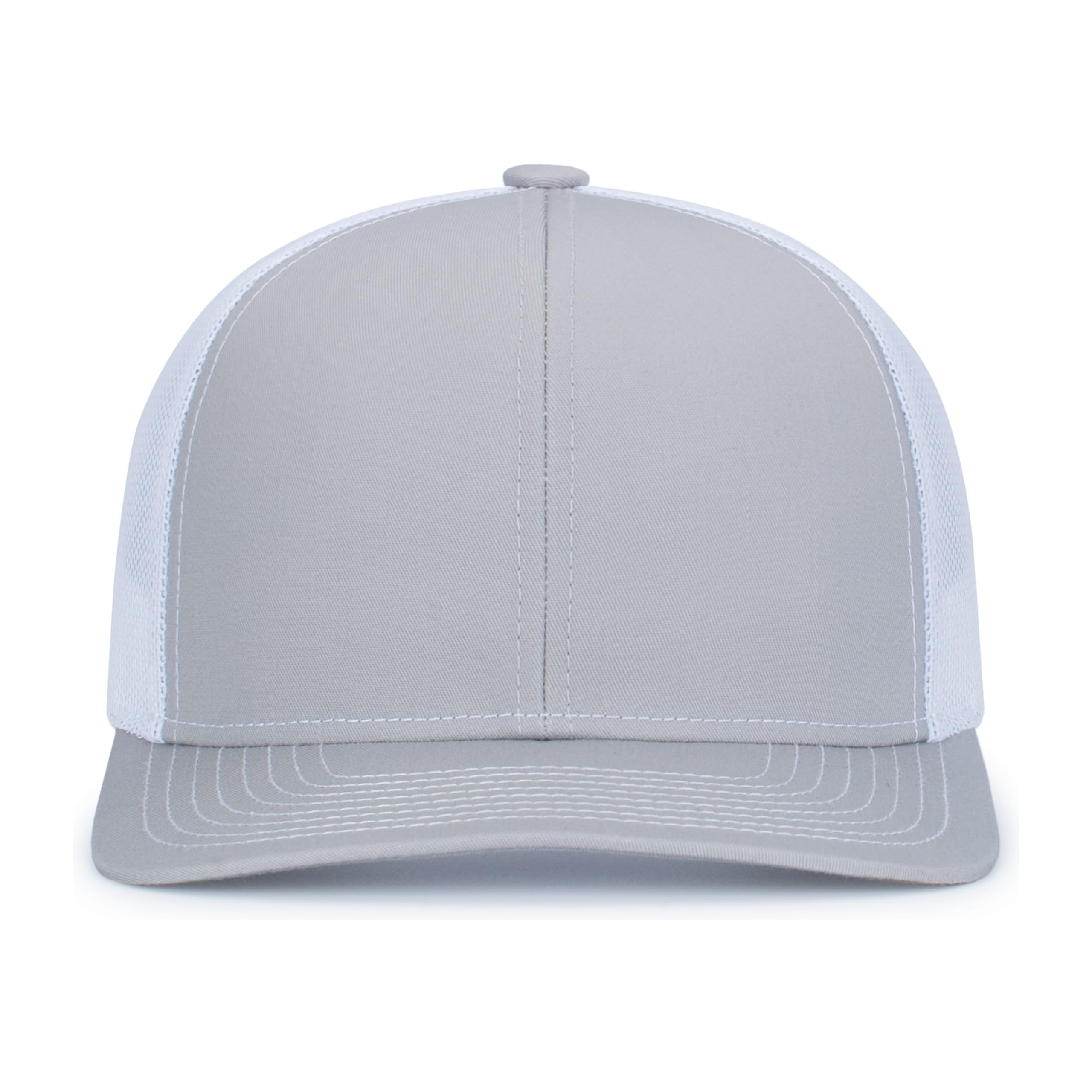 Pacific Headwear Contrast Stitch Trucker Snapback, Heather Grey/White/Heather Grey, One Size