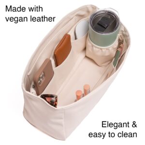 Vegan Leather Tote Bag Organizer Insert with Laptop Compartment | Bag Organizer for Tote with Many Pockets to Keep Everything in Place | Laptop Bag Organizer Insert for Work, Travel, College, More