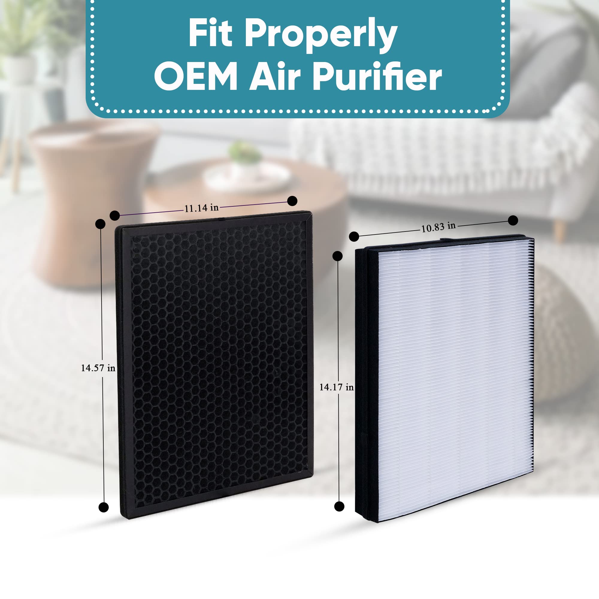 FY2422 NanoProtect Hepa and FY2420 Carbon Filters Replacement set for Philips AC2889, AC2882, AC2887, AC2880, 2000, 2000i Series Air Purifiers and AC3829, AC3821 Air Humidifiers (2 Pcs)