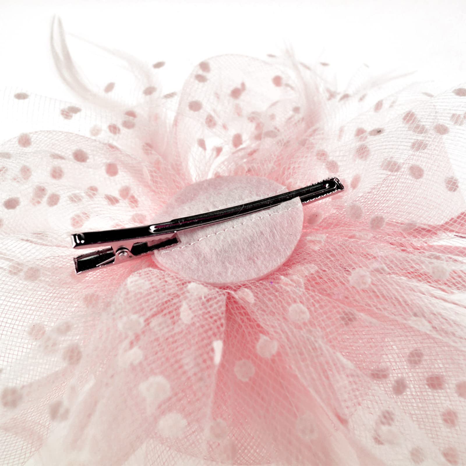 DRESHOW Fascinators Hat Flower Mesh Ribbons Feathers on a Headband and a Clip Tea Party Headwear for Girls and Women