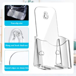 10 Pcs Clear Acrylic Brochure Holder Booklet Display Stand Holder 10 Pcs Plastic Business Card Holder Desktop Business Card Stand 12 Pcs Adhesive Hooks for Wall Office Tabletop Desk Magazine Document