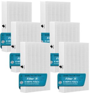 6 pack - true hepa filter r - replacement for honeywell - hpa300/200/100 series and hpa5000 series honeywell air purifiers