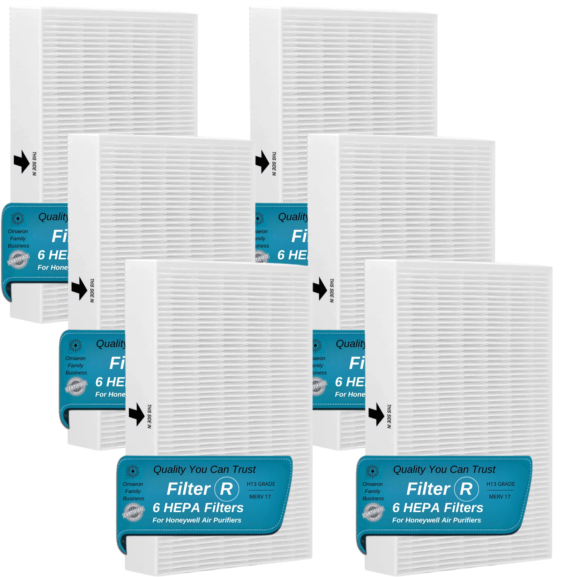 6 Pack - True HEPA Filter R - Replacement for Honeywell - HPA300/200/100 Series and HPA5000 Series Honeywell Air Purifiers