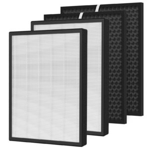 gokbny lv-pur131 replacement filter compatible with lv-pur131 and lv-pur131s purifiers, lv-pur131-rf, 2hepa filters + 2activated carbon filters