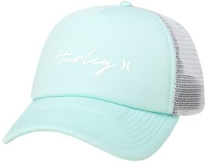 hurley women's baseball cap - icon snap-back trucker hat, size one size, jade aura