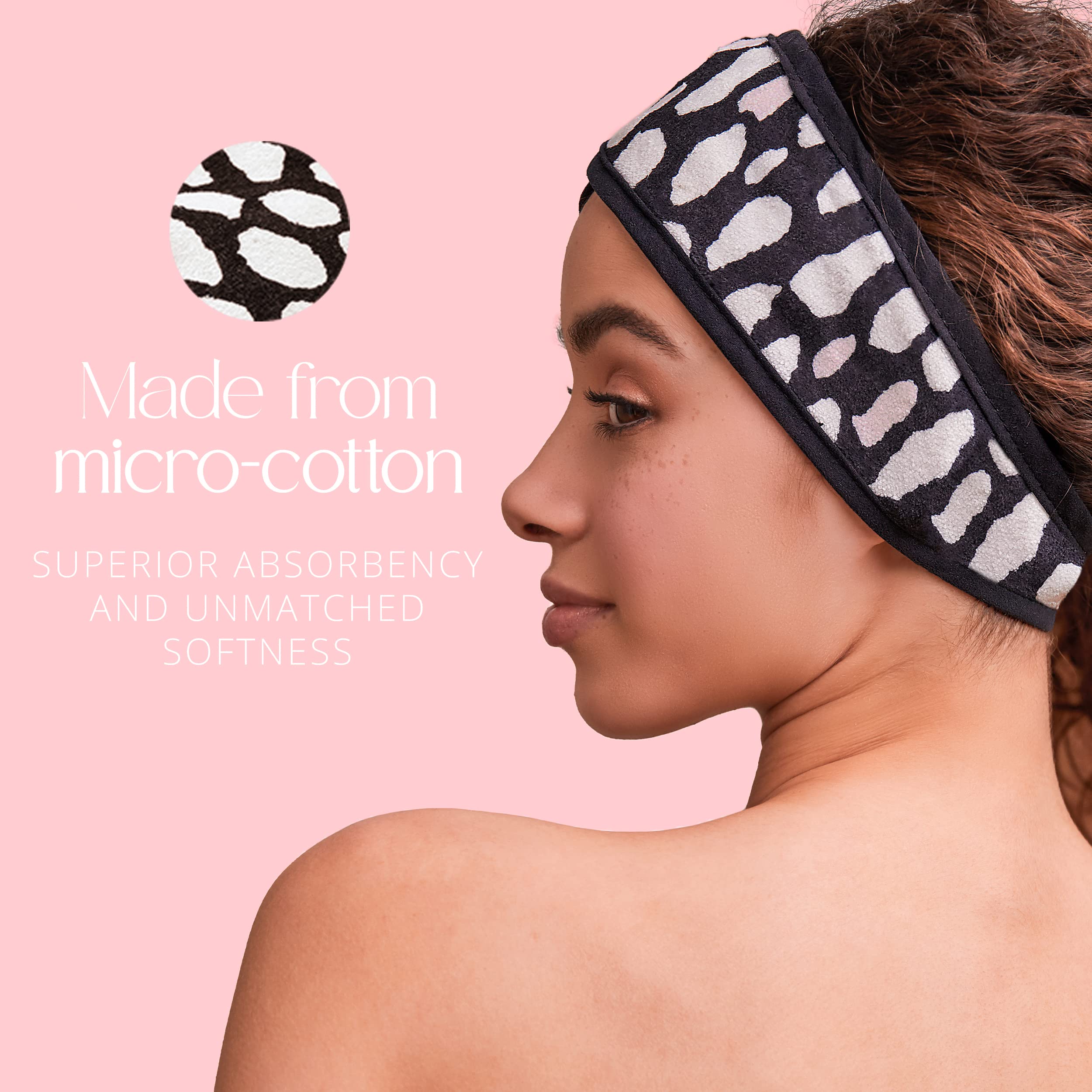 GRACE & COMPANY Spa Headband - Lightweight, Absorbent & Breathable Makeup Headband. Performance Micro-Cotton Headband For Washing Face, Facials, Applying Make-up & Skincare - Casablanca