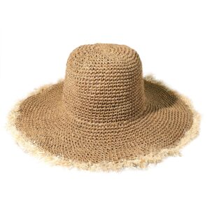 xocartige sun hats women straw hats wide brim summer beach hats foldable fringed floppy fedora hats summer vacation accessory (brown)