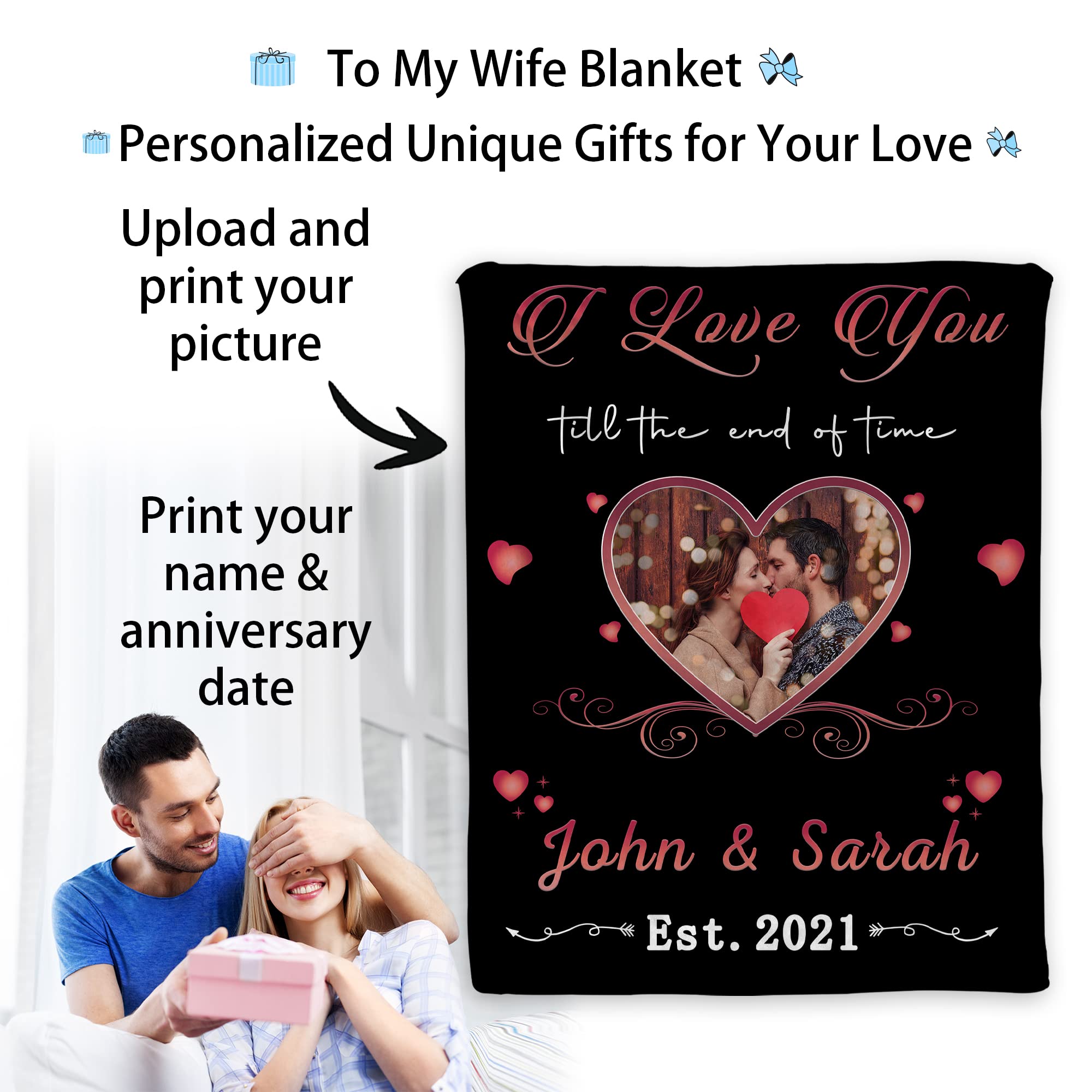 Custom Blankets with Photos I Love You Couple Gifts Personalized Photo Blankets Customized Picture Blanket Birthday Anniversary I Love You Gifts for Wife Husband Girlfriend Boyfriend