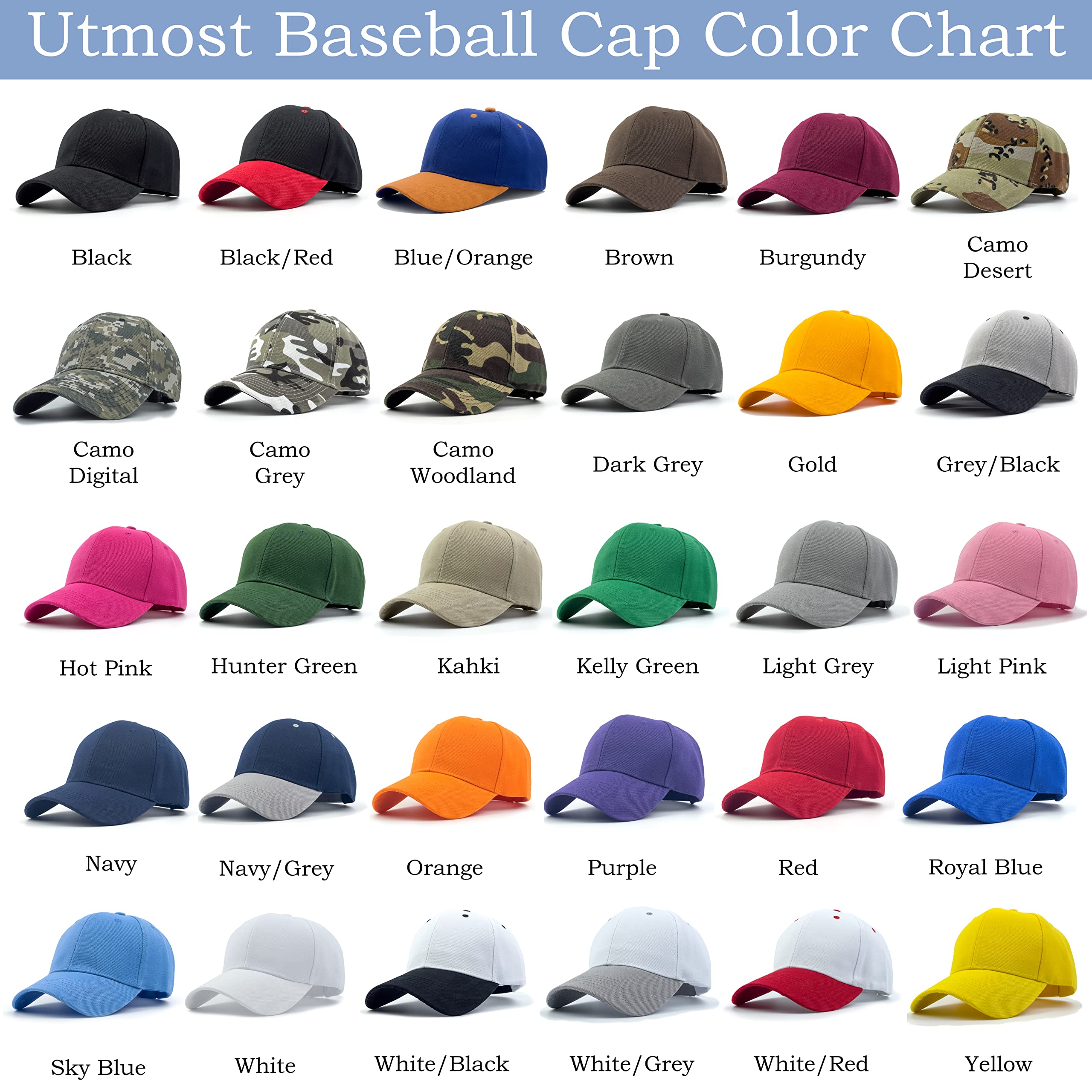 Utmost Structured Baseball Cap with Adjustable Closure - Performance Hat for Outdoor Activities and Custom Embroidery (1pc White)