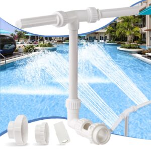 swimming pool waterfall fountain spray - 2 fountain heads water sprinkler, cool & warm pool spa water temperatures, water fun pool aerator backyard decor for above & in-ground indoor outdoor pools