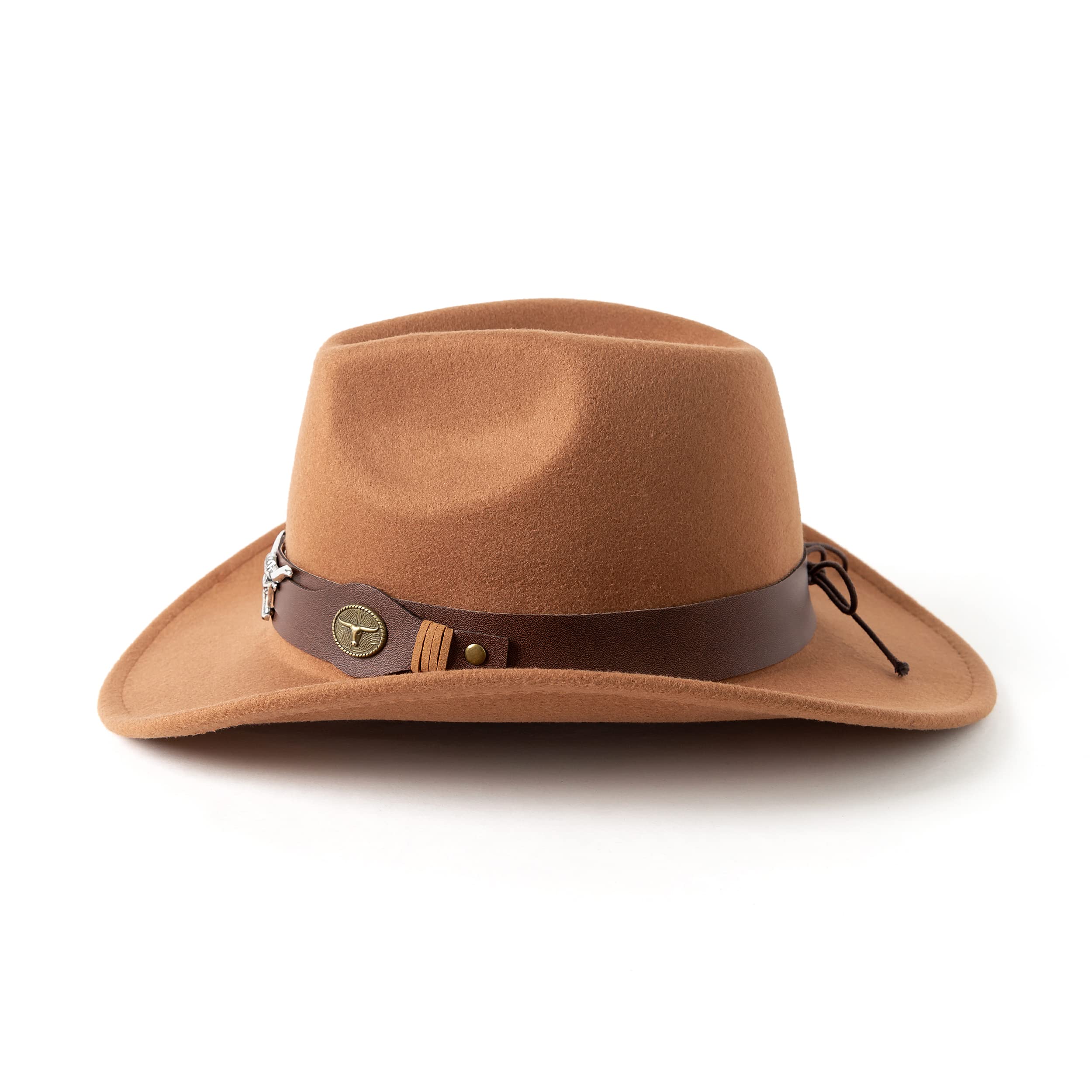 Gossifan Classic Womens Western Cowboy Cowgirl Hats with Wide Belt Khaki