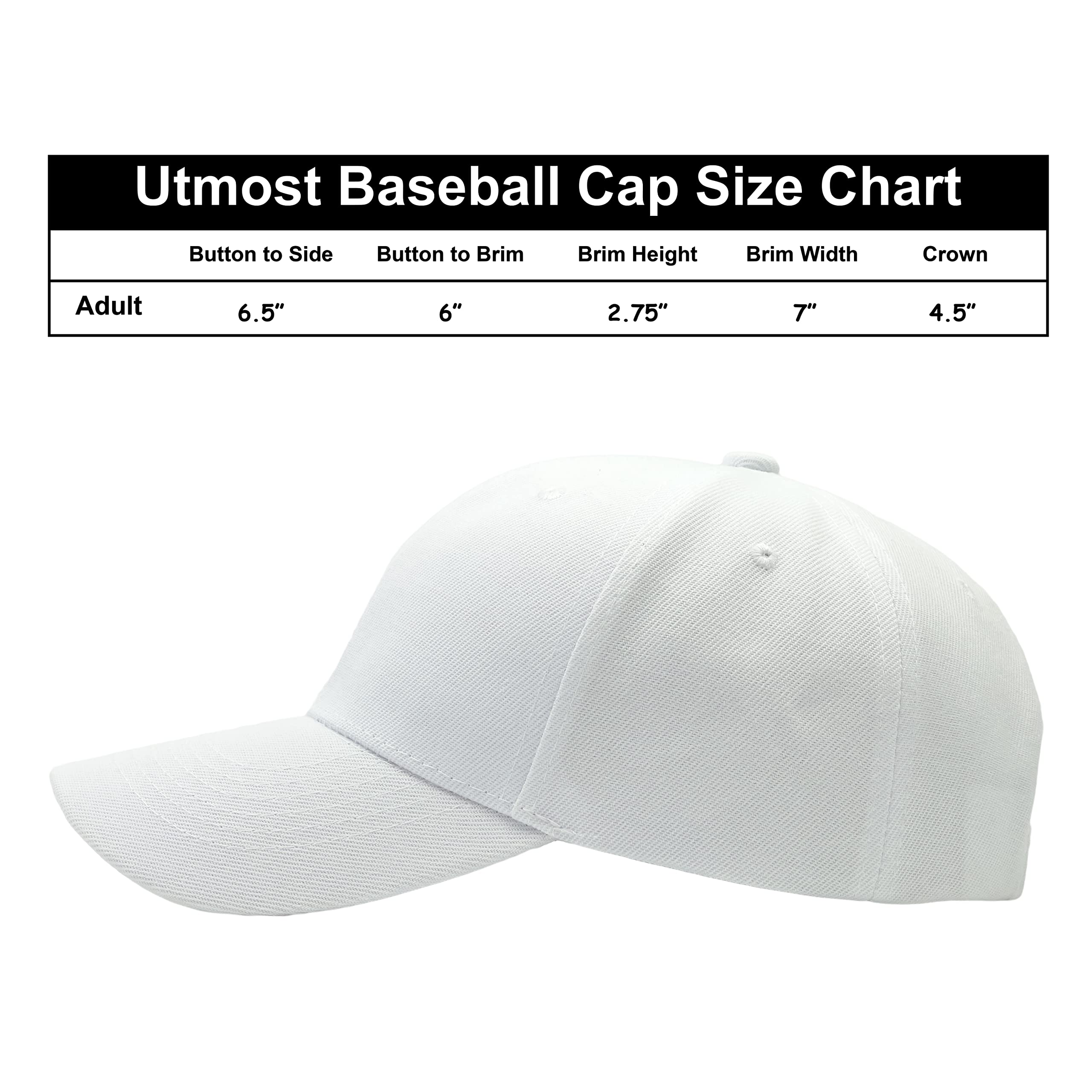 Utmost Structured Baseball Cap with Adjustable Closure - Performance Hat for Outdoor Activities and Custom Embroidery (1pc White)