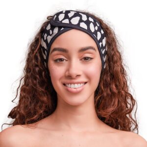 grace & company spa headband - lightweight, absorbent & breathable makeup headband. performance micro-cotton headband for washing face, facials, applying make-up & skincare - casablanca