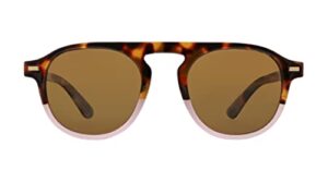 peepers by peeperspecs women's neptune sun round polarized sunglasses-no correction, tortoise/pink, 50 mm + 0