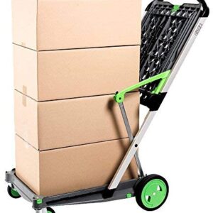 CLAX® The Original | Made in Germany | Multi Use Functional Collapsible Carts | Mobile Folding Trolley | Storage Cart Wagon | Shopping Cart with 2 Storage Crates (Green)