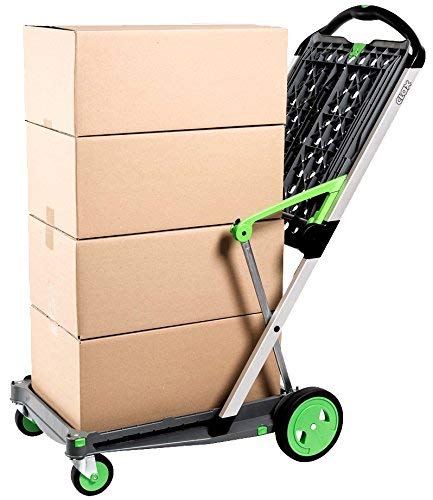 CLAX® The Original | Made in Germany | Multi Use Functional Collapsible Carts | Mobile Folding Trolley | Storage Cart Wagon | Shopping Cart with 2 Storage Crates (Green)