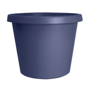 the hc companies 12 inch round prima planter - plastic plant pot with rolled rim for indoor outdoor plants flowers herbs, twilight blue