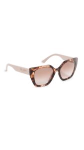 prada women's oversized angled cat eye sunglasses, caramel tortoise/brown gradien, one size