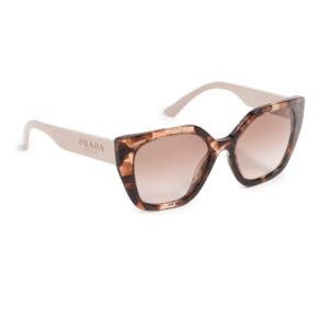 Prada Women's Oversized Angled Cat Eye Sunglasses, Caramel Tortoise/Brown Gradien, One Size