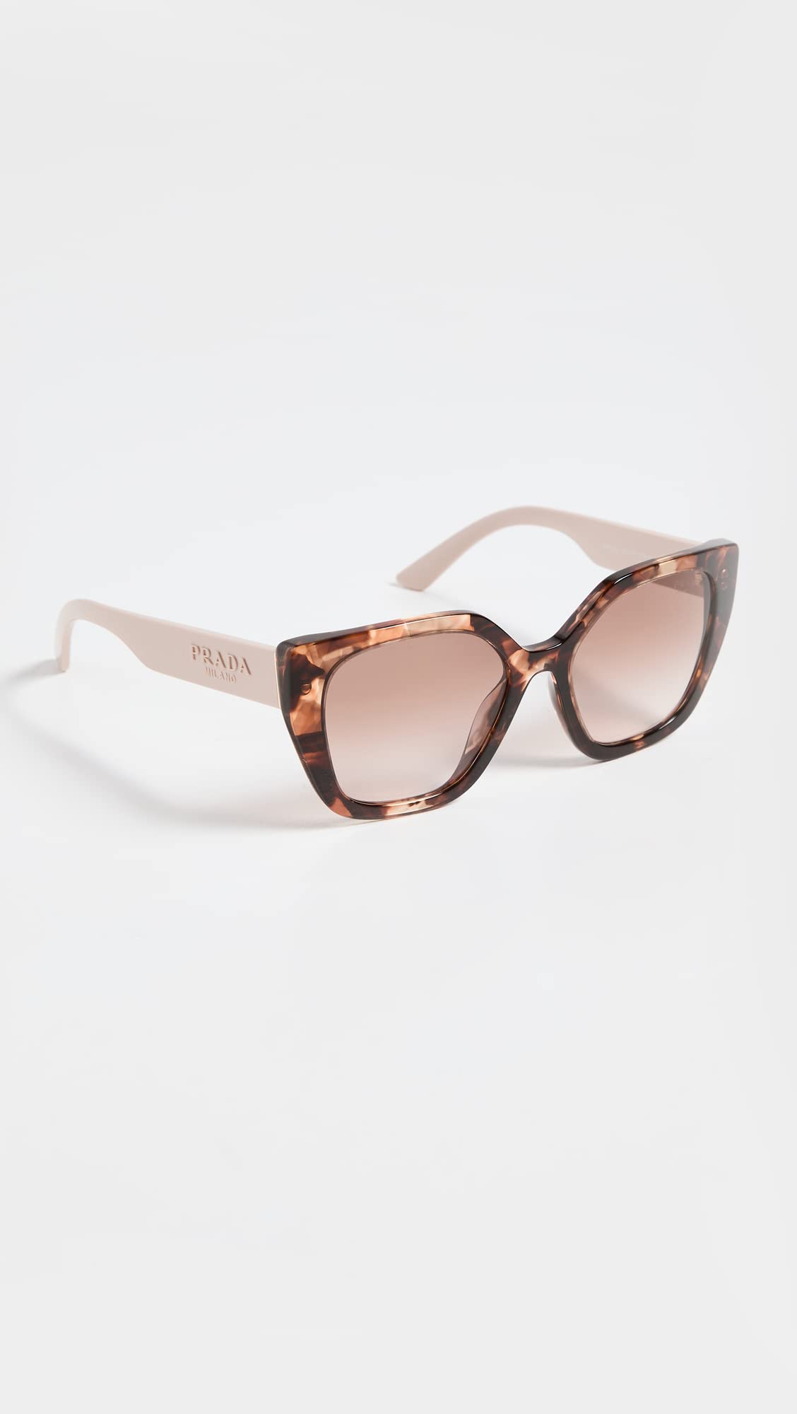 Prada Women's Oversized Angled Cat Eye Sunglasses, Caramel Tortoise/Brown Gradien, One Size