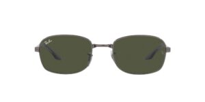 ray-ban rb3690 square sunglasses, gunmetal/green, 51 mm