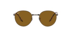 ray-ban rb3691 round sunglasses, gunmetal/brown, 51 mm