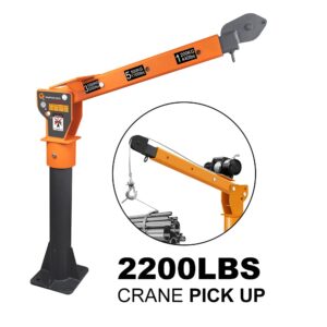 ROCK-HULK 2200lb Folding Truck-Mounted Bed Crane Hoist Lift Pickup with 5000lb Winch, Painted Steel Pickup Truck Jib Cranes for 12V/24V Electric/Hand Operated Winch