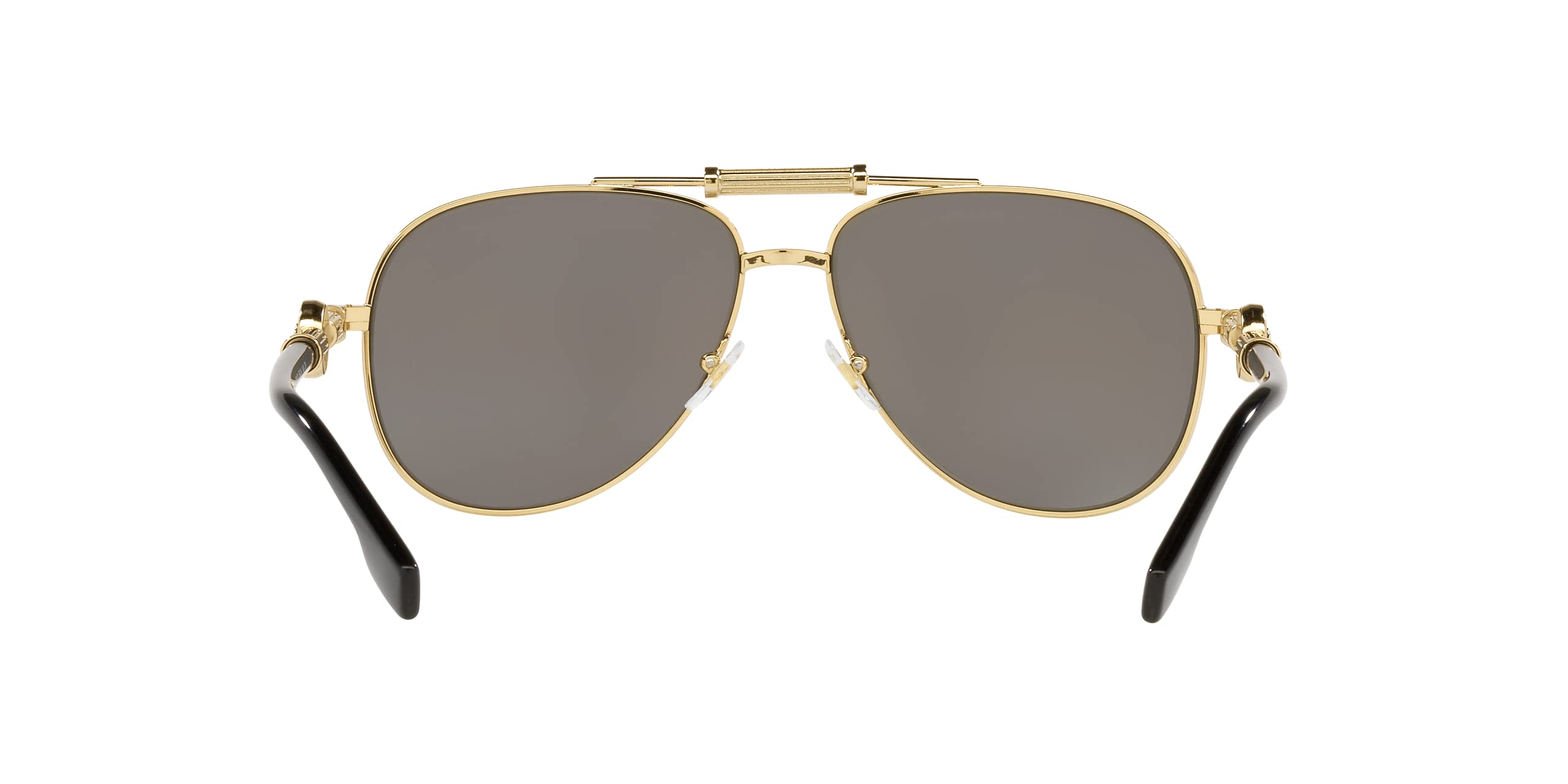 Versace Unisex Sunglasses Gold Frame, Polarized Grey Mirror Silver Lenses, 59MM