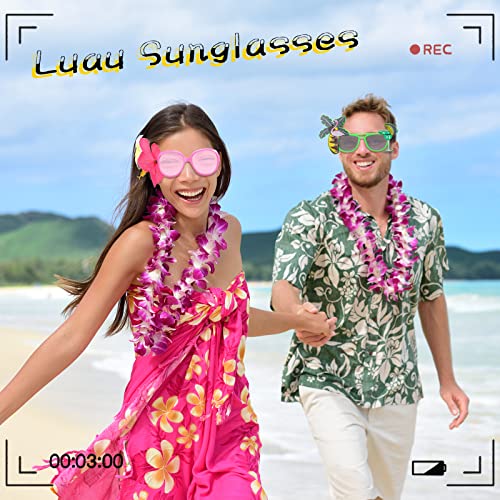 Flutesan 24 Pairs Luau Party Sunglasses Funny Hawaiian Tropical Glasses Beach Themed Party Supplies Decorations(Fresh)