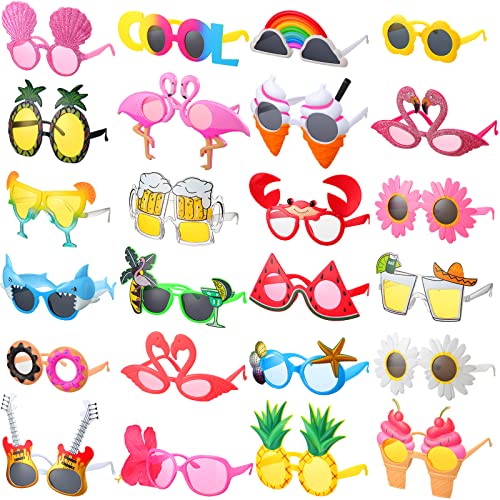 Flutesan 24 Pairs Luau Party Sunglasses Funny Hawaiian Tropical Glasses Beach Themed Party Supplies Decorations(Fresh)