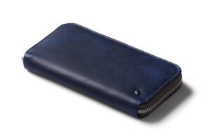 bellroy folio (premium leather coin purse, zipper closure, rfid protection, holds 10-14 cards, flat note section, magnetic coin pouch) - ocean