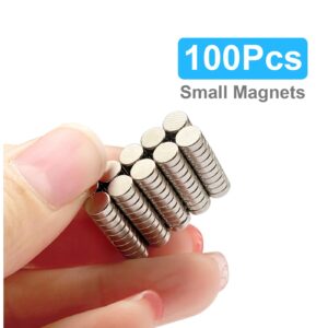 100Pcs Small Magnets, 5x2 mm Mini Tiny Round Magnets, Micro Neodymium Magnets for Crafts, Miniatures, Refrigerator, Whiteboard, Nail Cutter