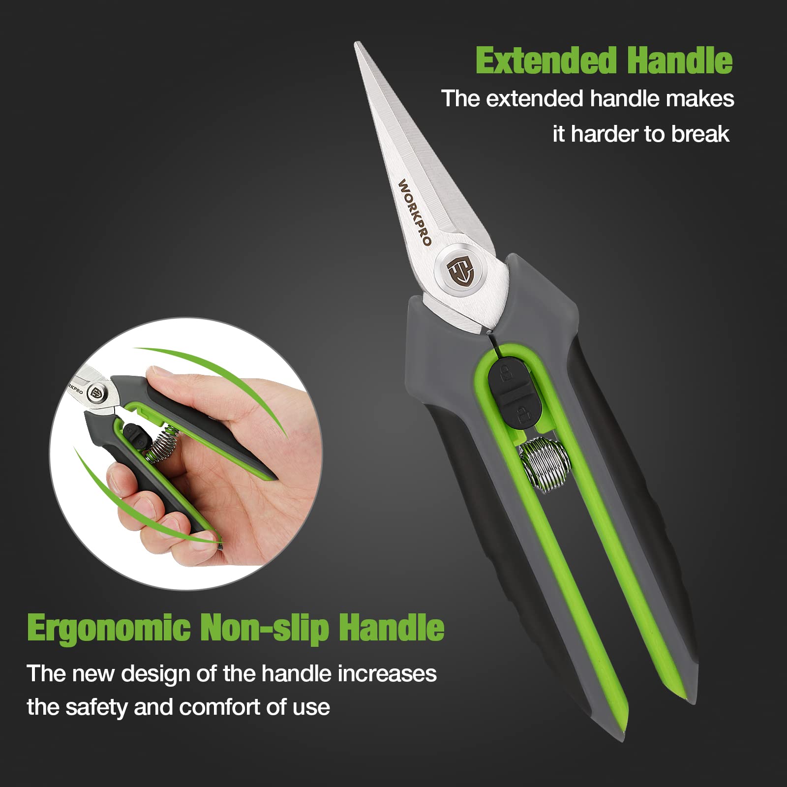 WORKPRO 2 Packs Pruning Shears, 6.5” Gardening Scissors Snips Clippers with Precision Blades, Hand Pruner Set with Sheaths