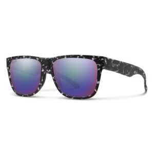 smith lowdown 2 sunglasses with chromapop lenses – performance sports active sunglasses for running or everyday wear – for men & women – matte black marble + polarized violet mirror lenses