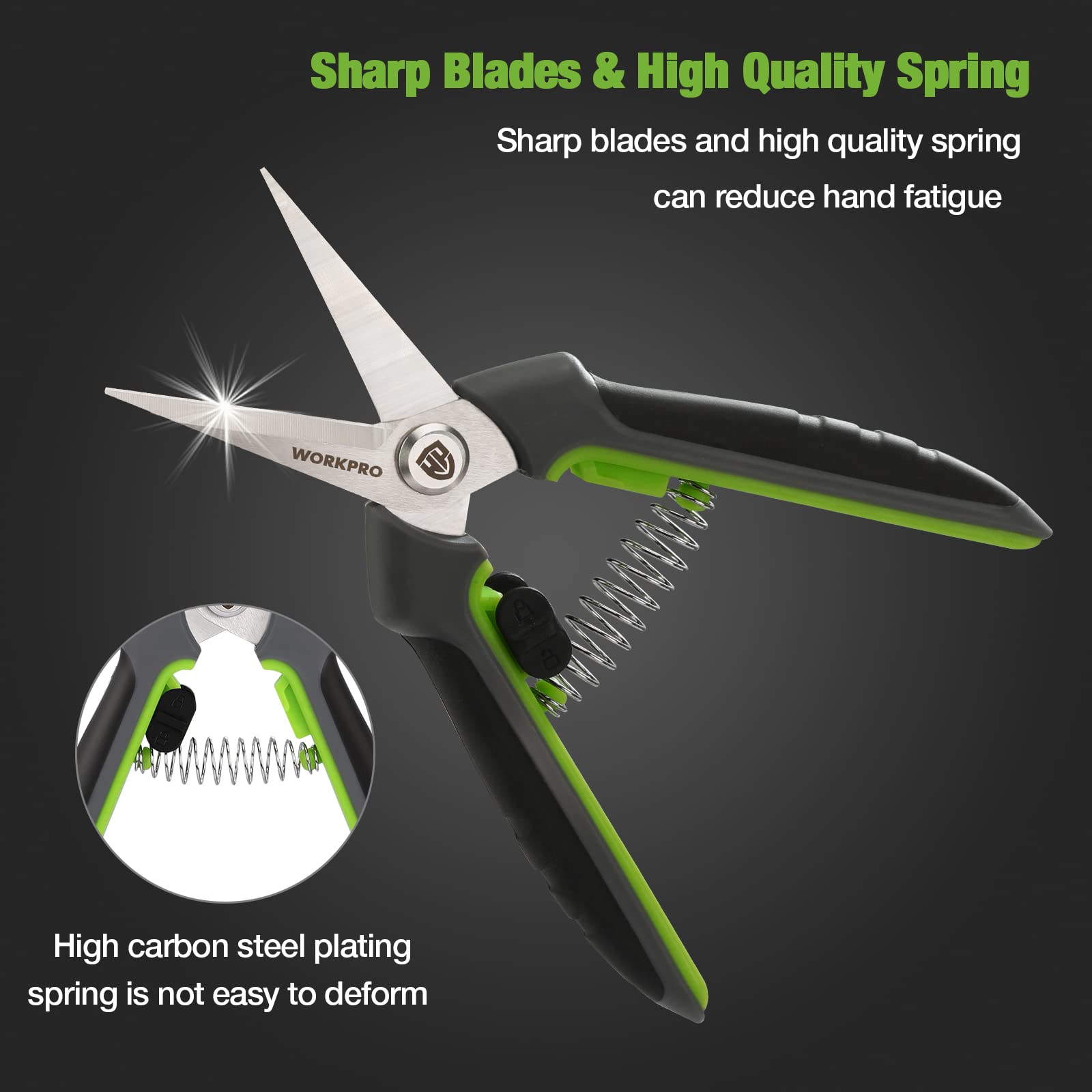 WORKPRO 2 Packs Pruning Shears, 6.5” Gardening Scissors Snips Clippers with Precision Blades, Hand Pruner Set with Sheaths