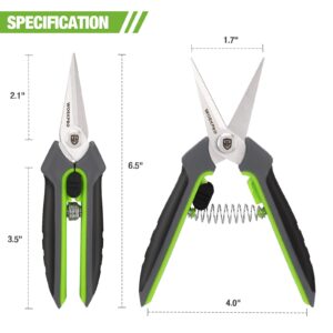 WORKPRO 2 Packs Pruning Shears, 6.5” Gardening Scissors Snips Clippers with Precision Blades, Hand Pruner Set with Sheaths