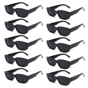 yqvie 10 pack rectangle sunglasses bulk for women men colorful glasses for bachelorette party (10black)