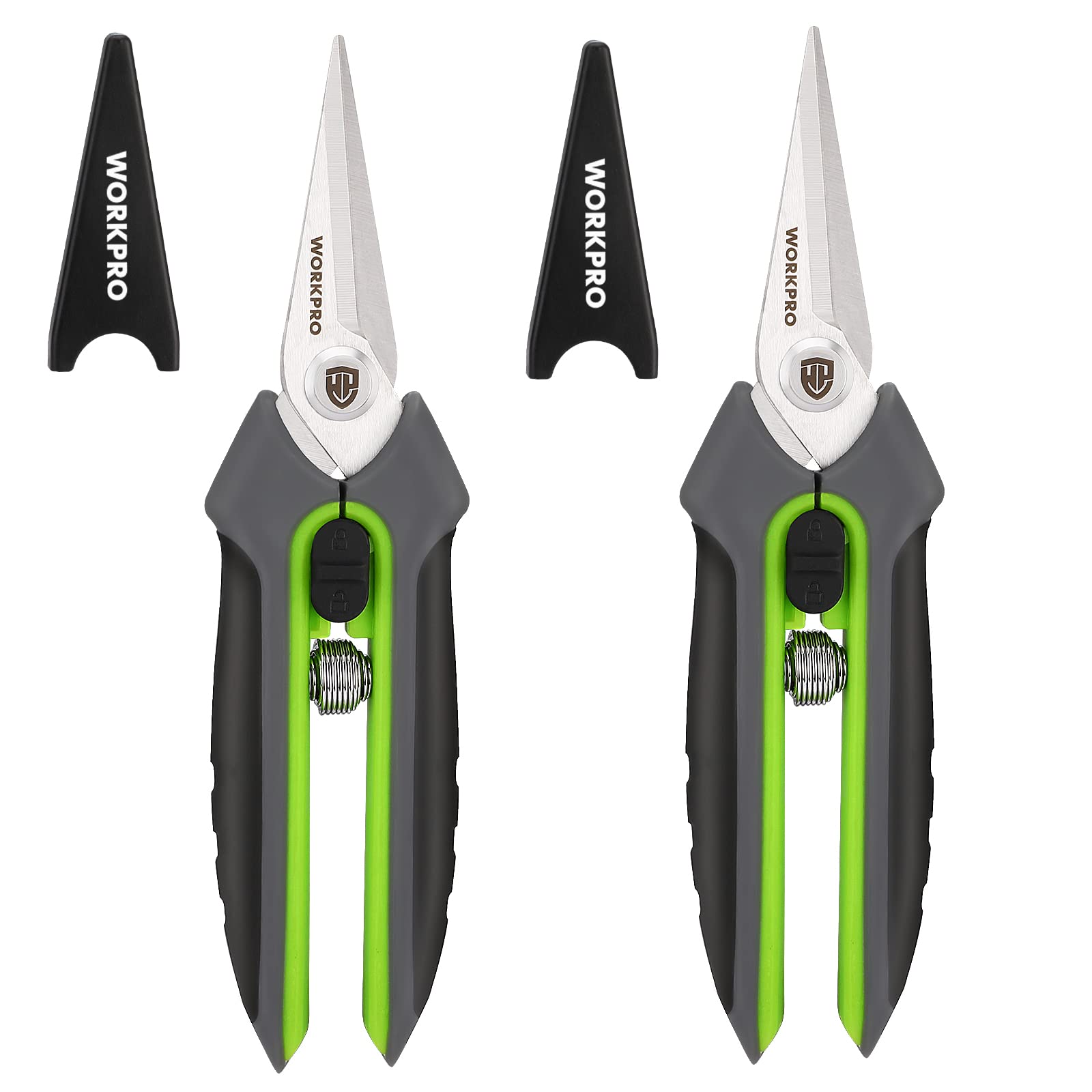 WORKPRO 2 Packs Pruning Shears, 6.5” Gardening Scissors Snips Clippers with Precision Blades, Hand Pruner Set with Sheaths