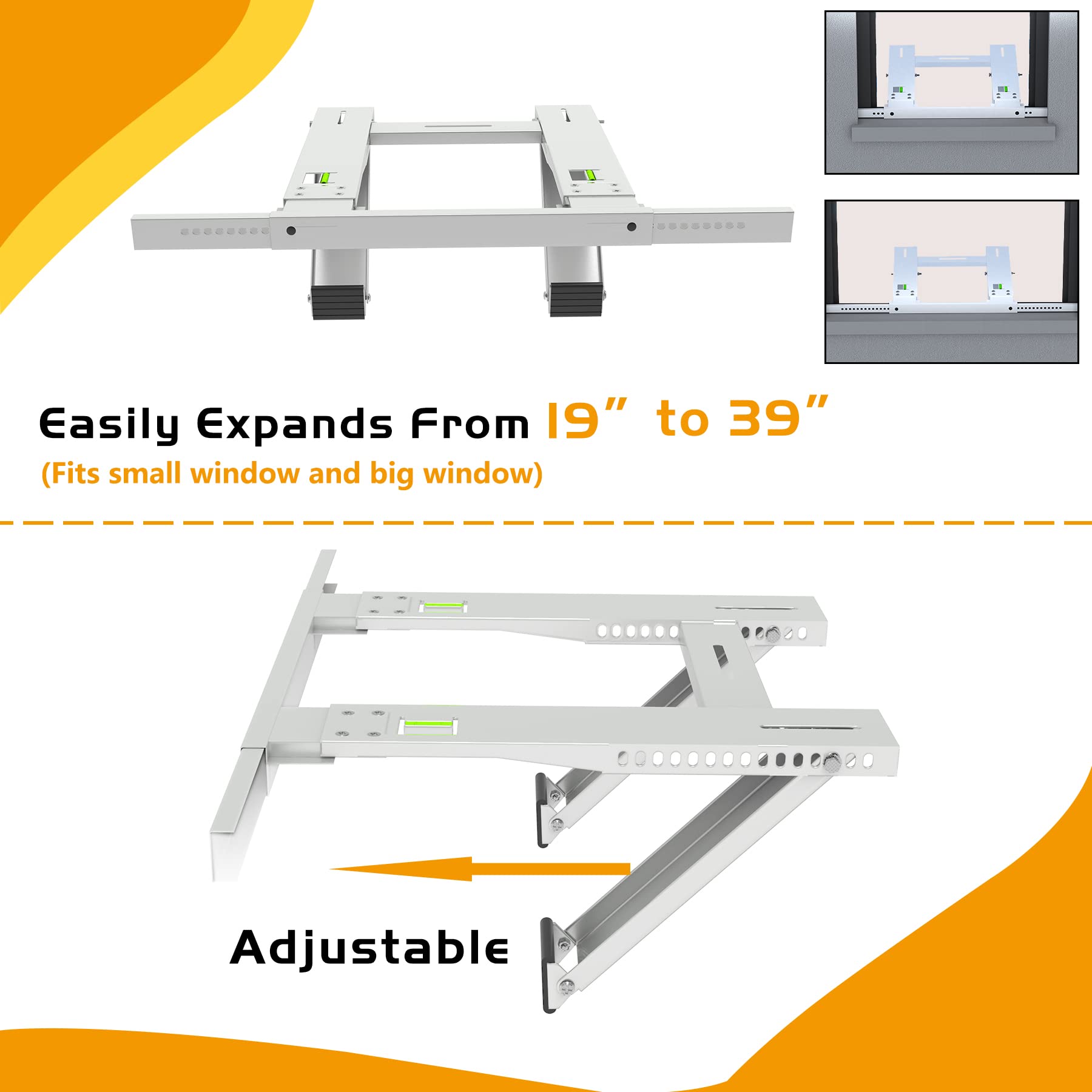 Powrocket Drill-Less Window Air Conditioner Bracket, Easy to Install Window AC Mounting Support Bracket,Heavy Duty Construction,Up to 200lbs